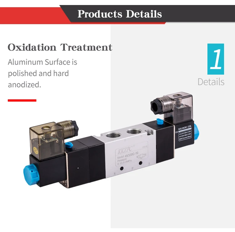 4V330C-10 Pneumatic Double Control Solenoid Valve - 5/3 Way G3/8