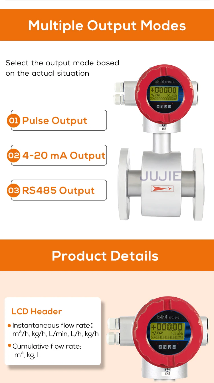 DN25 DN50 DN80 DN100 Electromagnetic Flow Meters for Sea & Sewage