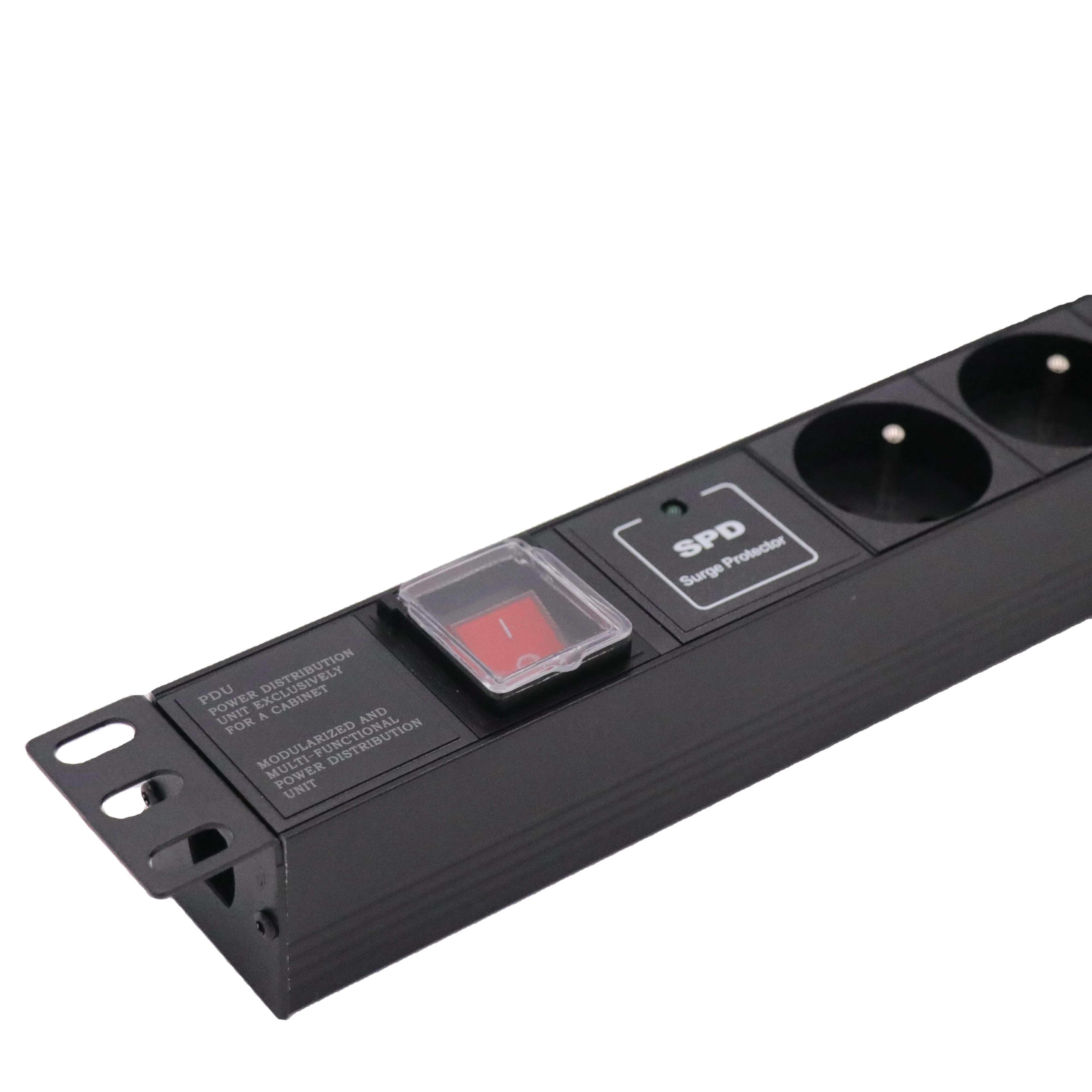High Quality Basic 1u 19 Inch 6 Way Universal Type Pdu With An Off/on Switch And A Surge ...