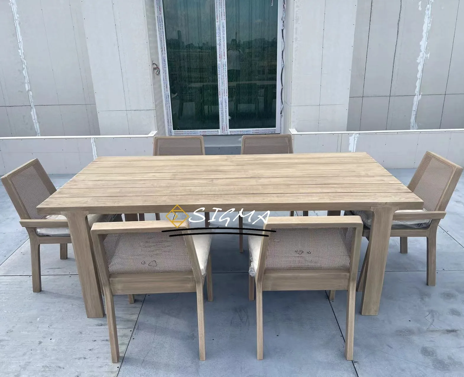 Solid Teak Wood Outdoor Dining Table and Chairs Set, Durable Weather ...