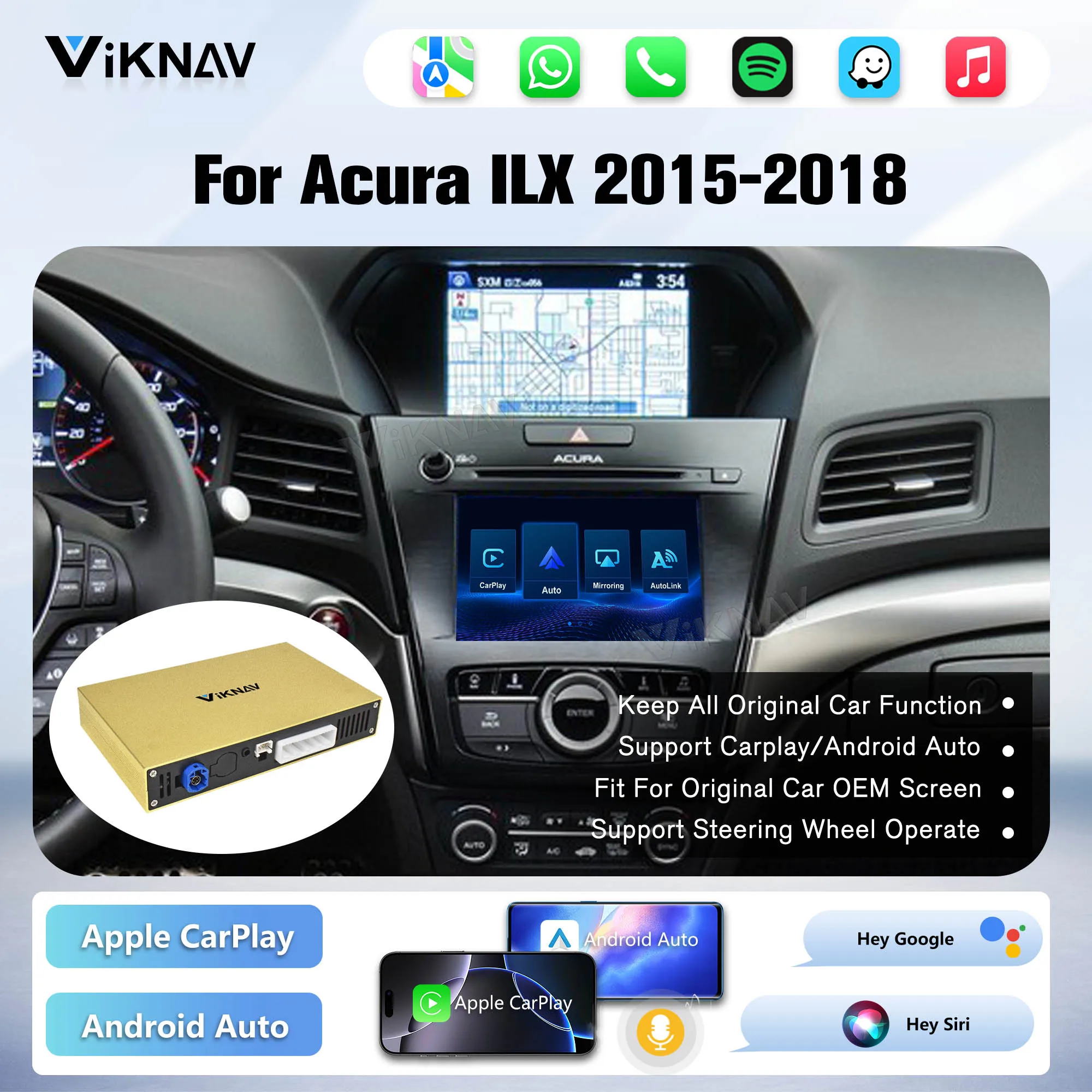 Viknav Linux System Wireless Carplay Android Auto Decoder Box for Acura ...