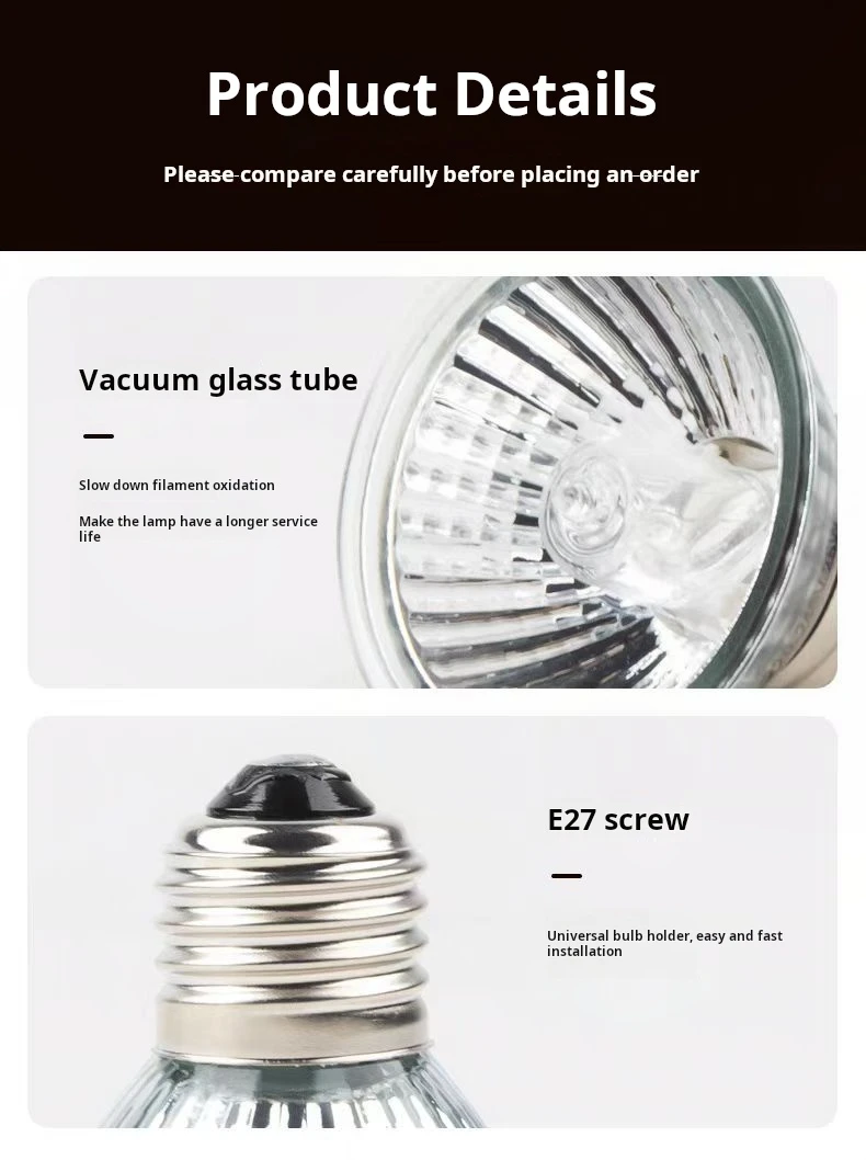 25W 50W 75W UVA UVB Reptile Light Bulbs,110V 220V Heat Lamp for ...