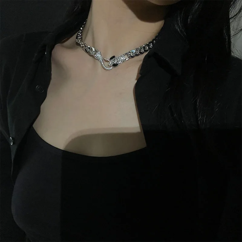 Snake Necklace Cuban Link Chain Stainless Steel Necklace Accessories ...