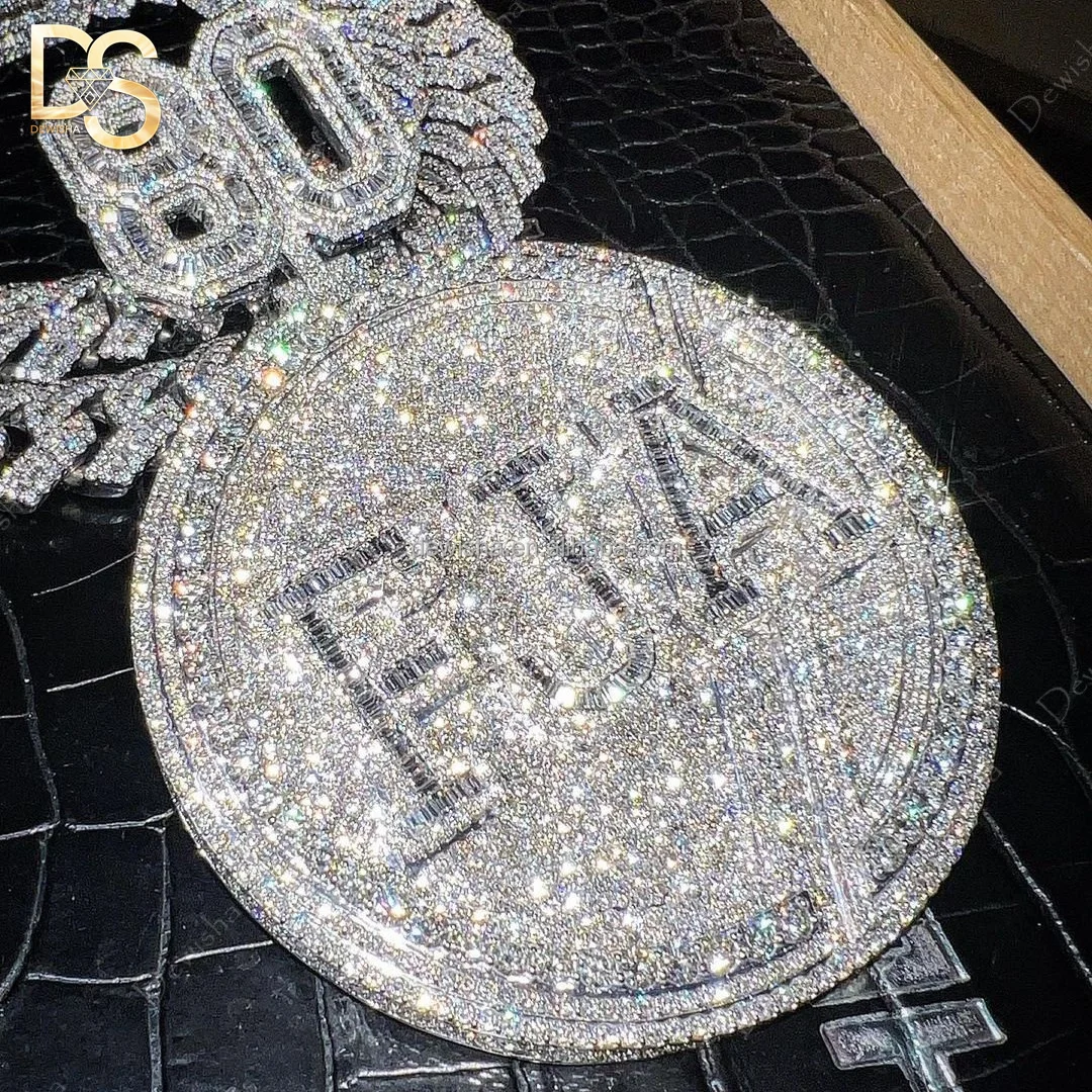 Factory Custom Round Iced Out Bust Down Name Letter Logo Pendant for ...