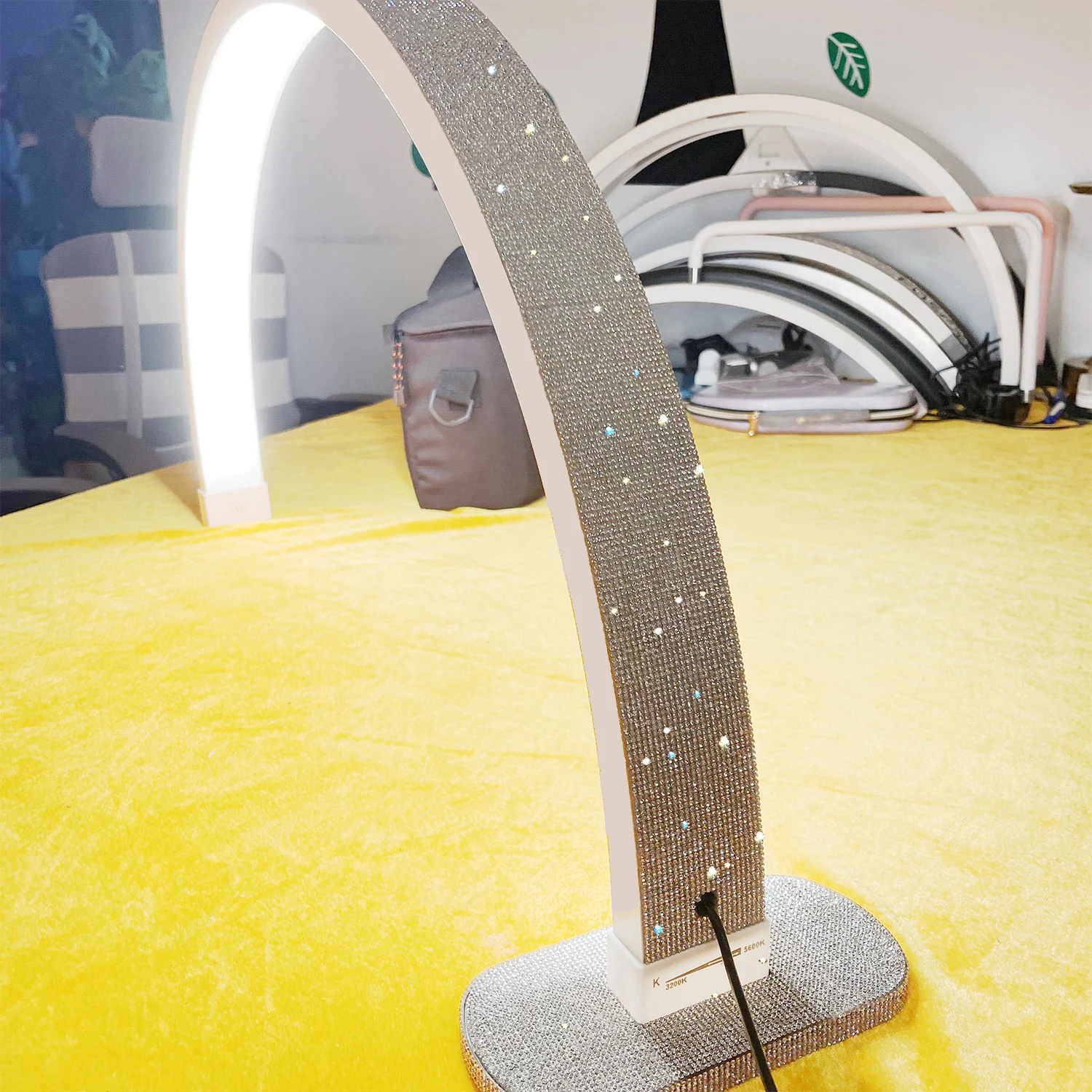 FOSOTO Crystal Half Moon Light for Nails - Dimmable Table Lamp