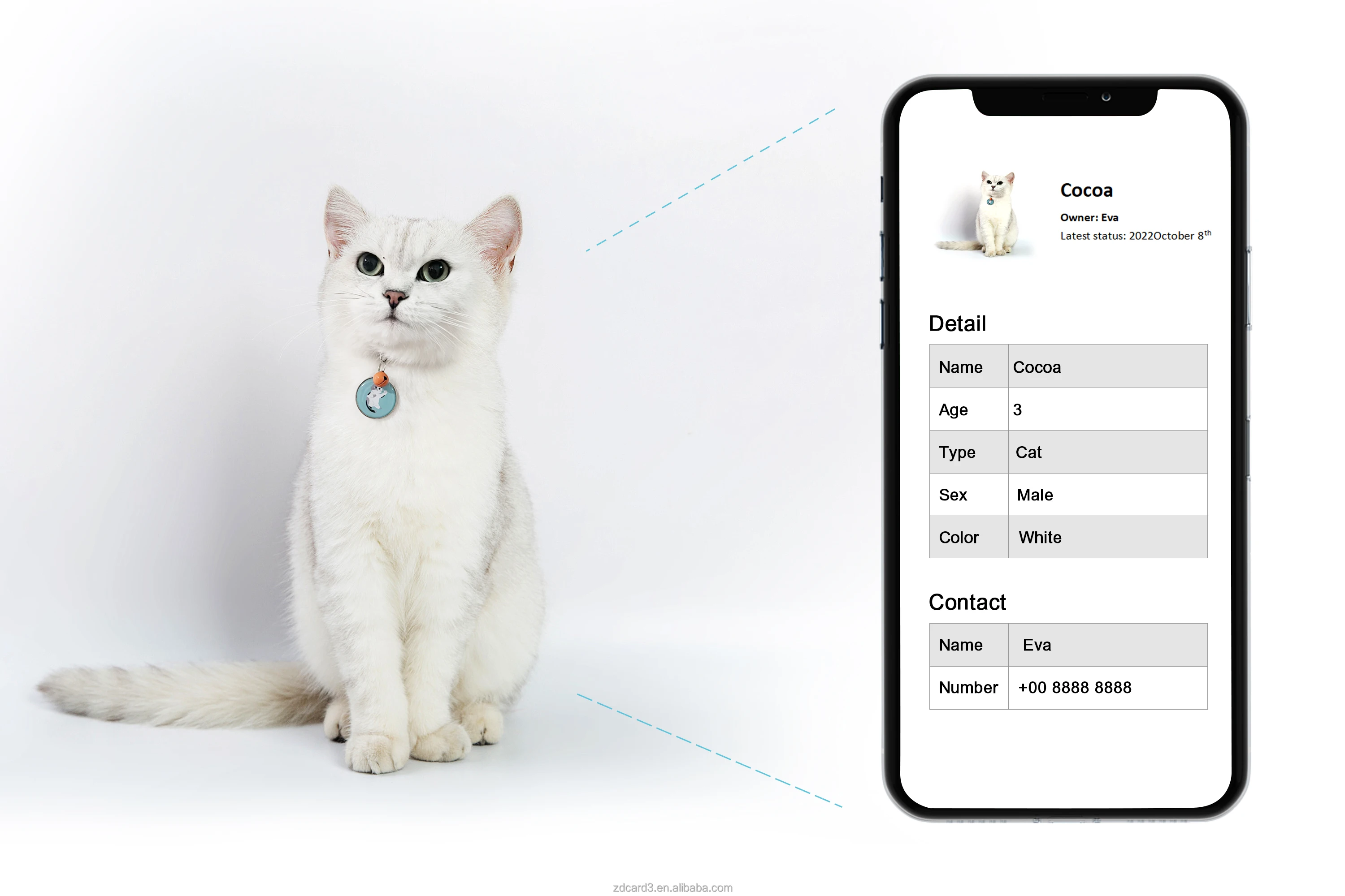 Smart Pet Tag - Waterproof Qrcode NFC ID for Animal Rescue