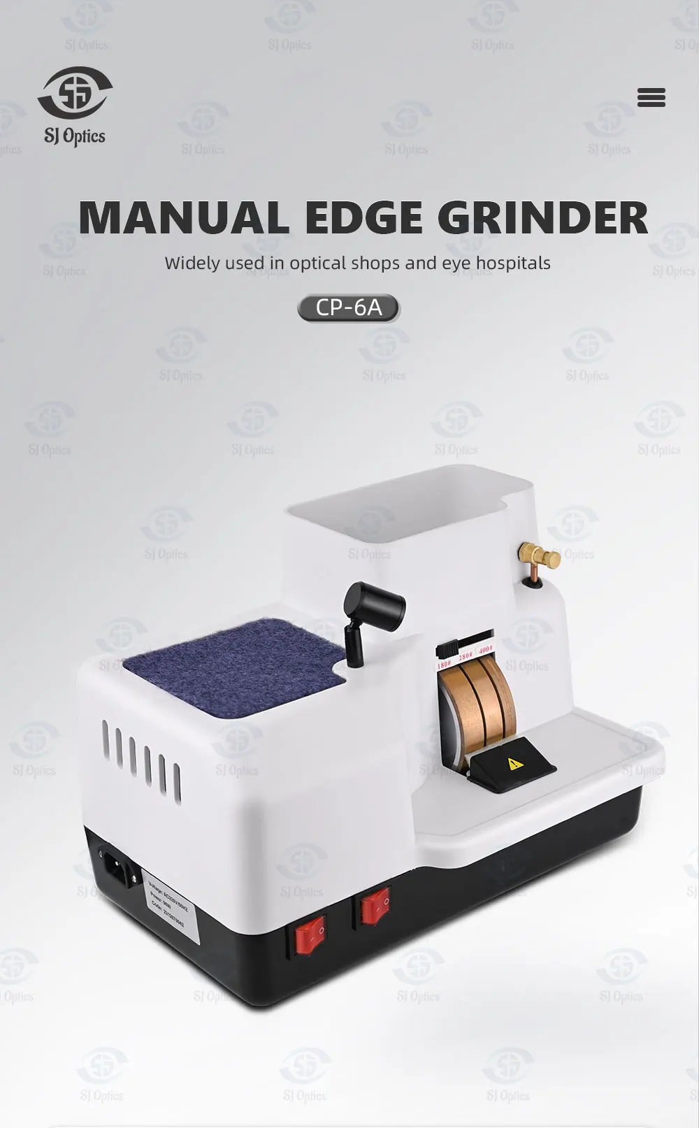 SJ Optics High Speed Manual Hand Edger Machine Cutting Lens Grinder CP ...