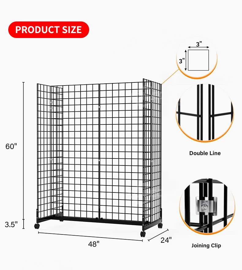 4-way Display Grid Rack 4 Panels Rolling Gridwall Mobile Tower Metal ...
