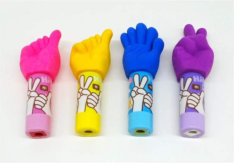 Happy Finger Plastic Pencil Sharpener Eraser Combination For Student ...