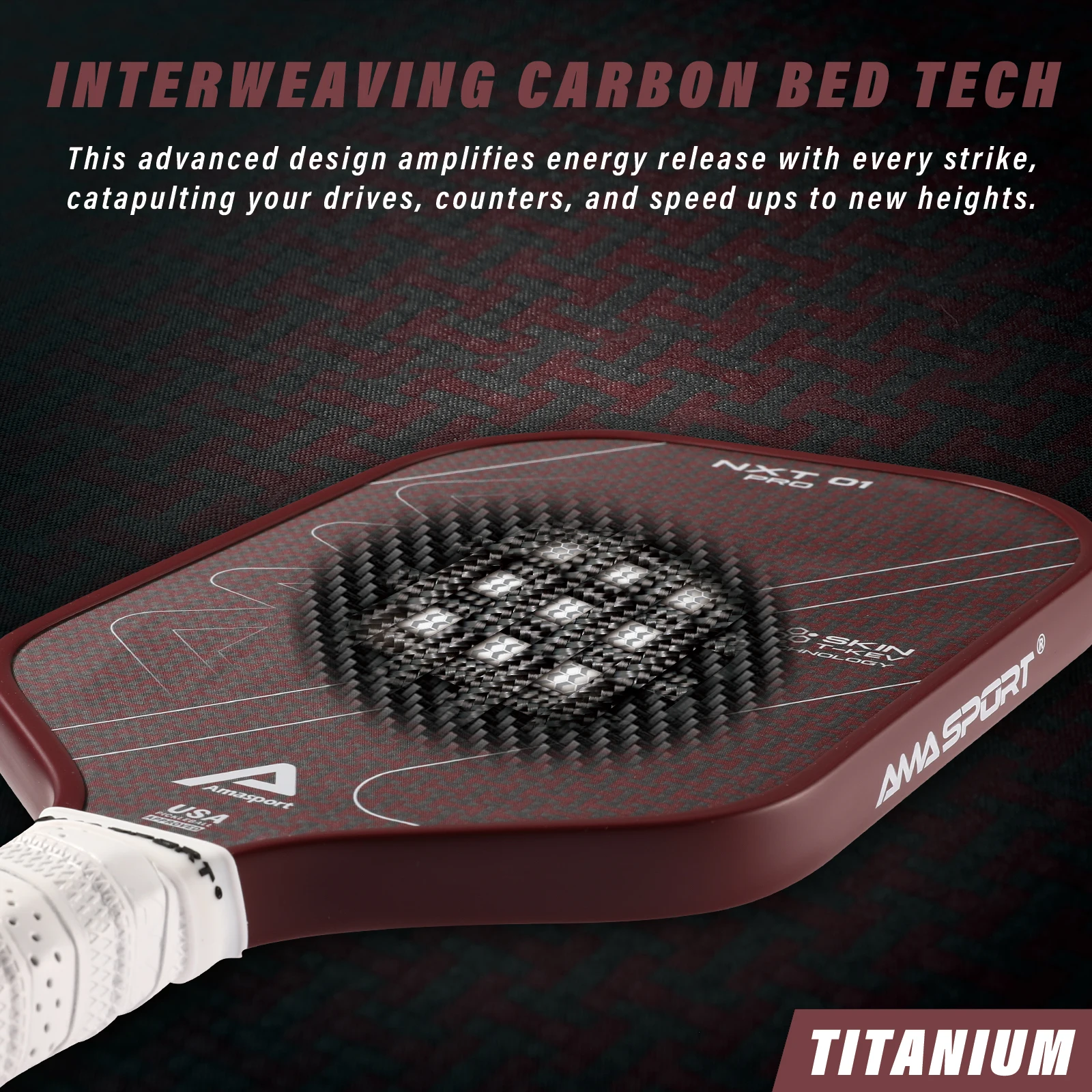 Top Material AMA Sport Custom Powerful NXT01 Pro Skin Kevlar Pickleball ...