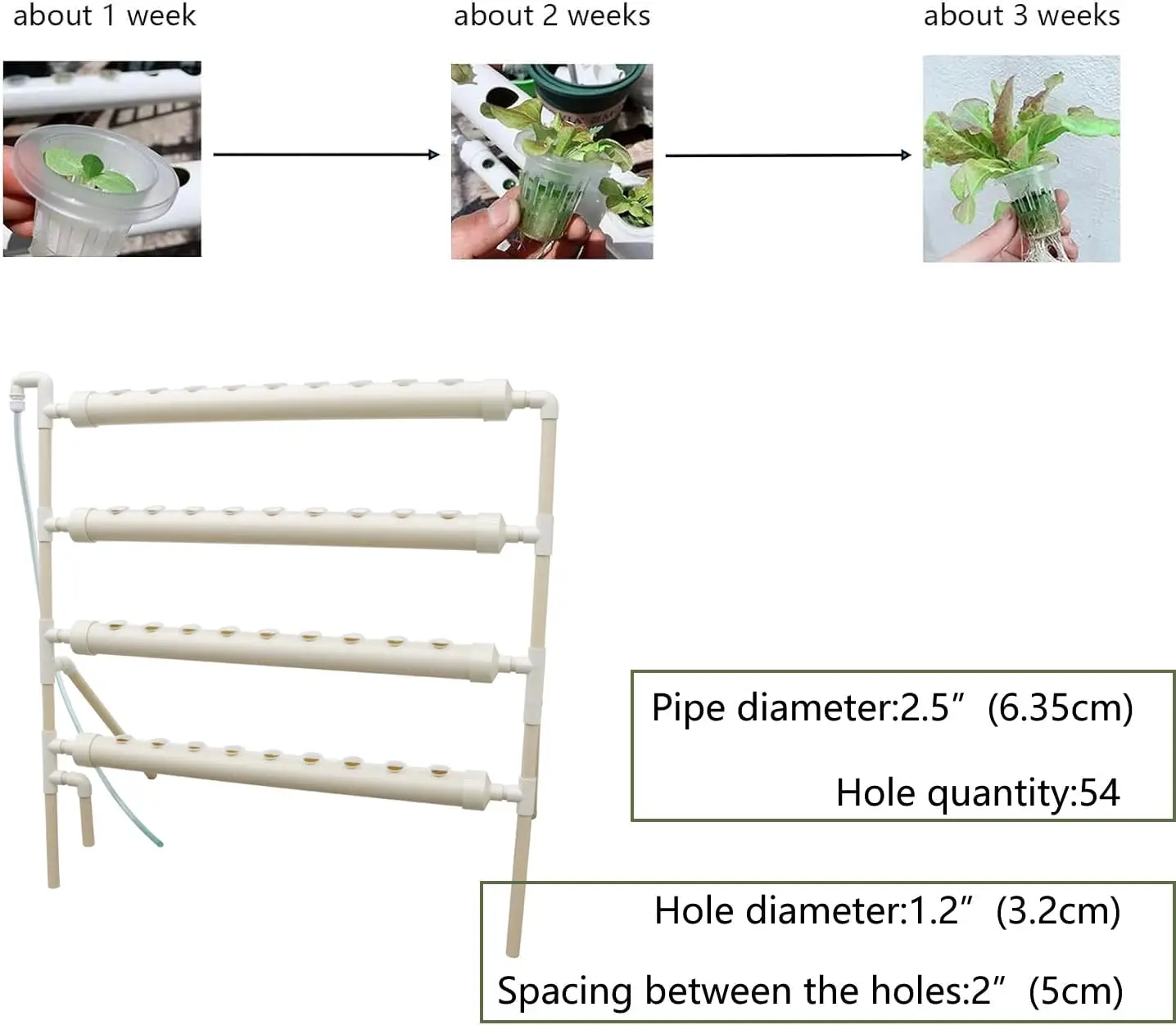 36 Holes 4 Pipes 4 Layer Planting Site Garden Growing Kit Hydroponic ...