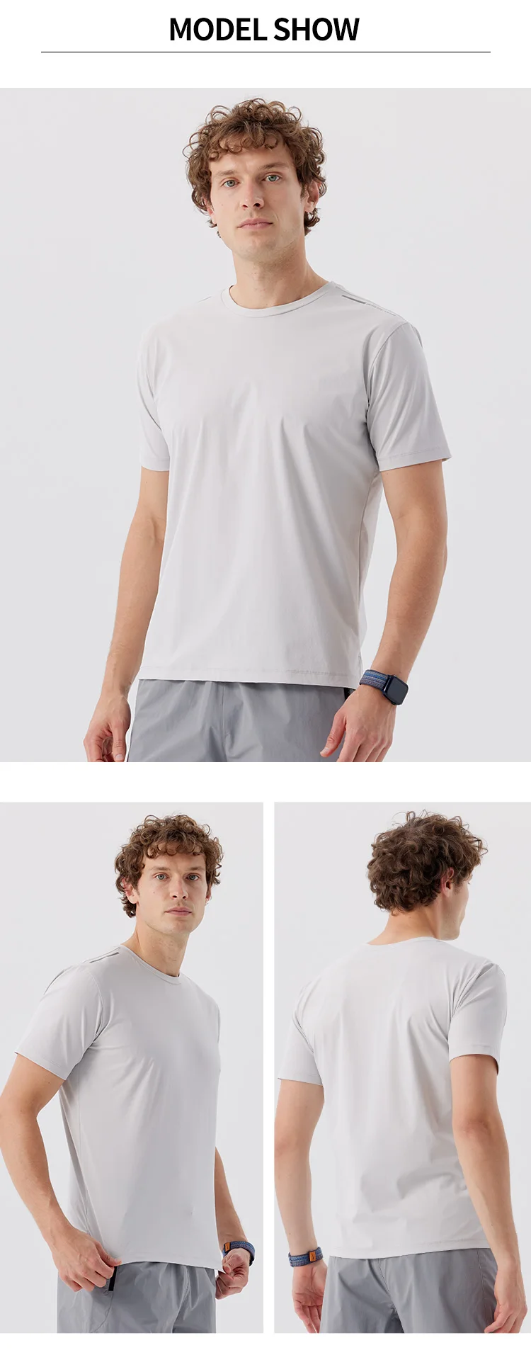 Men Four Colors Side Split Design Gym Running Short Sleeve Slim Fit ...