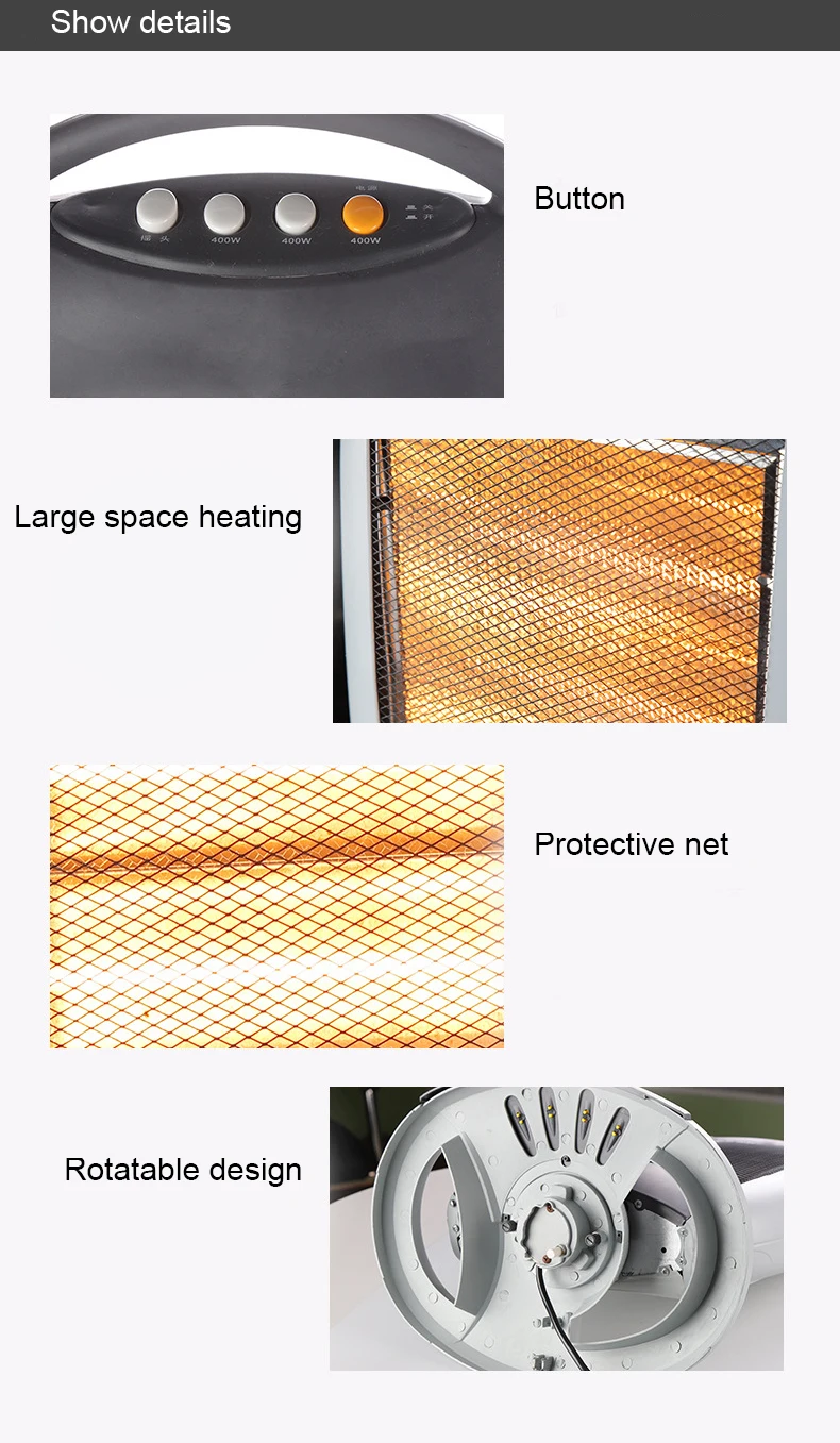 Halogen Infrared Heater 1200W, Electrical Infrared Heater Fan, Indoor ...