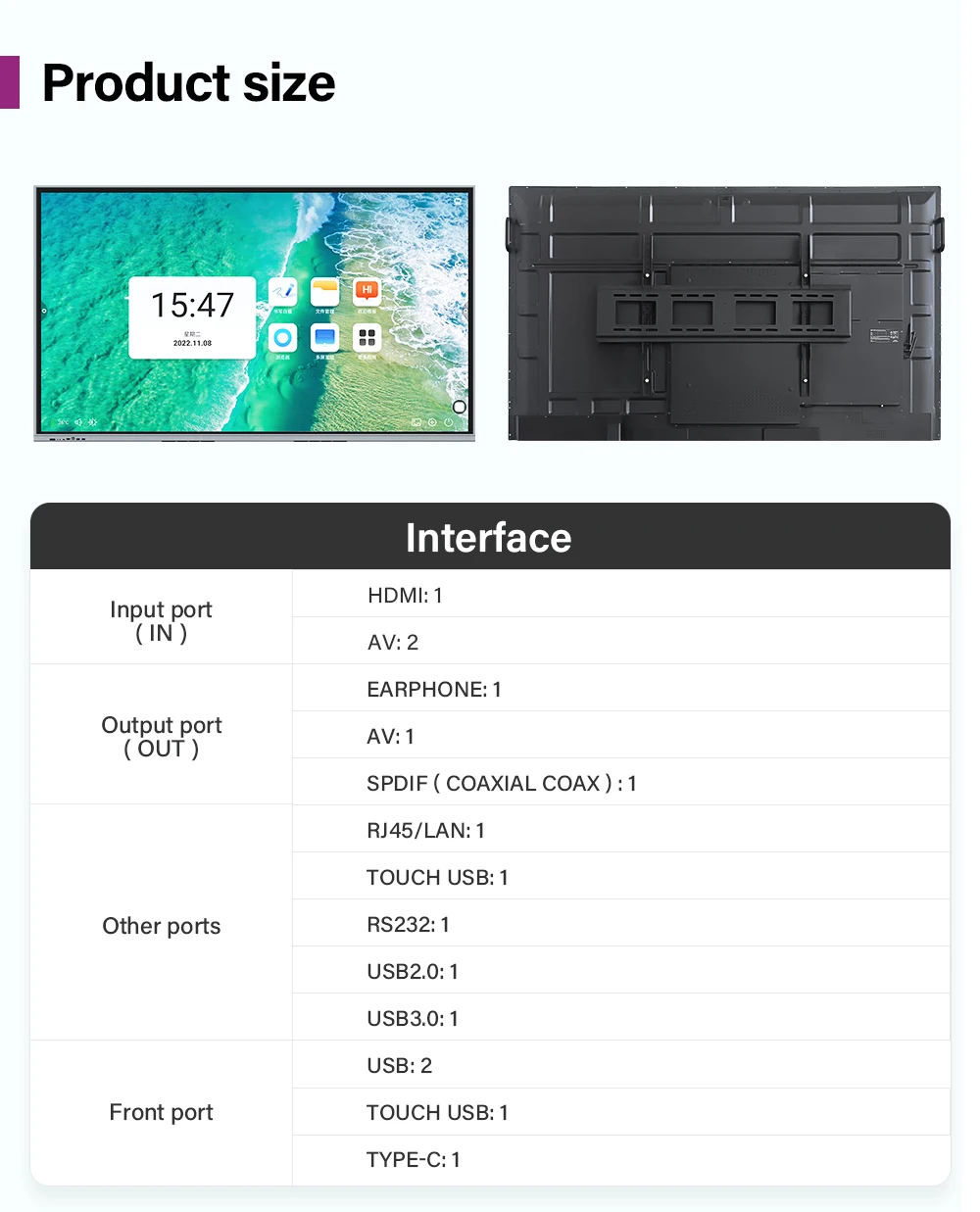 China 55 Inch Smart Class Interactive Board School Interactive Panel ...