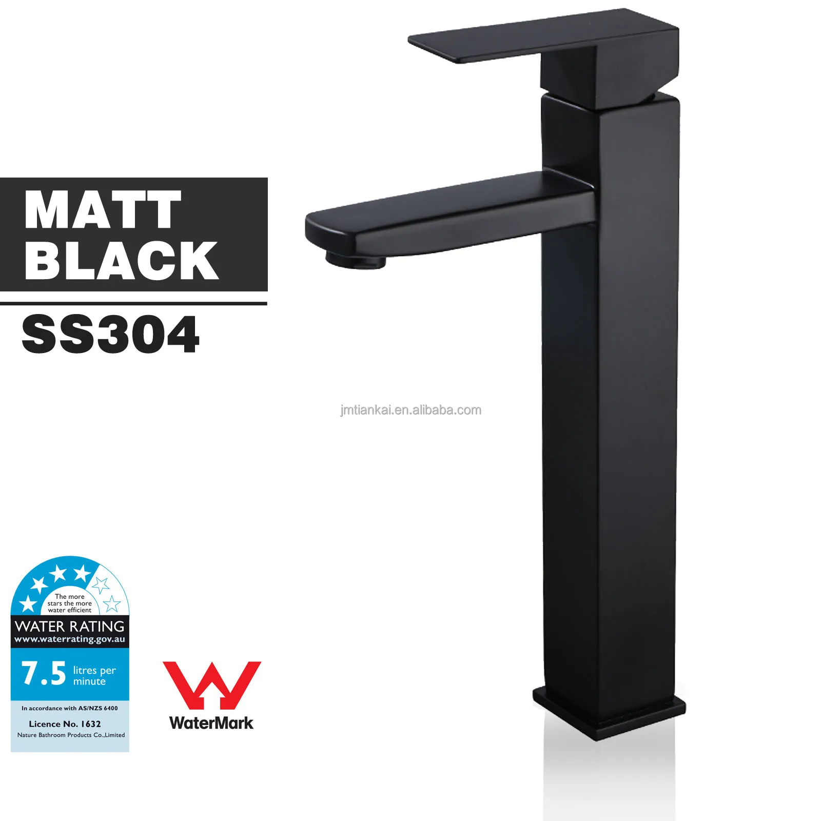 304 Stainless Steel Watermark Black Faucet Water Saving Tall Tap Basin ...