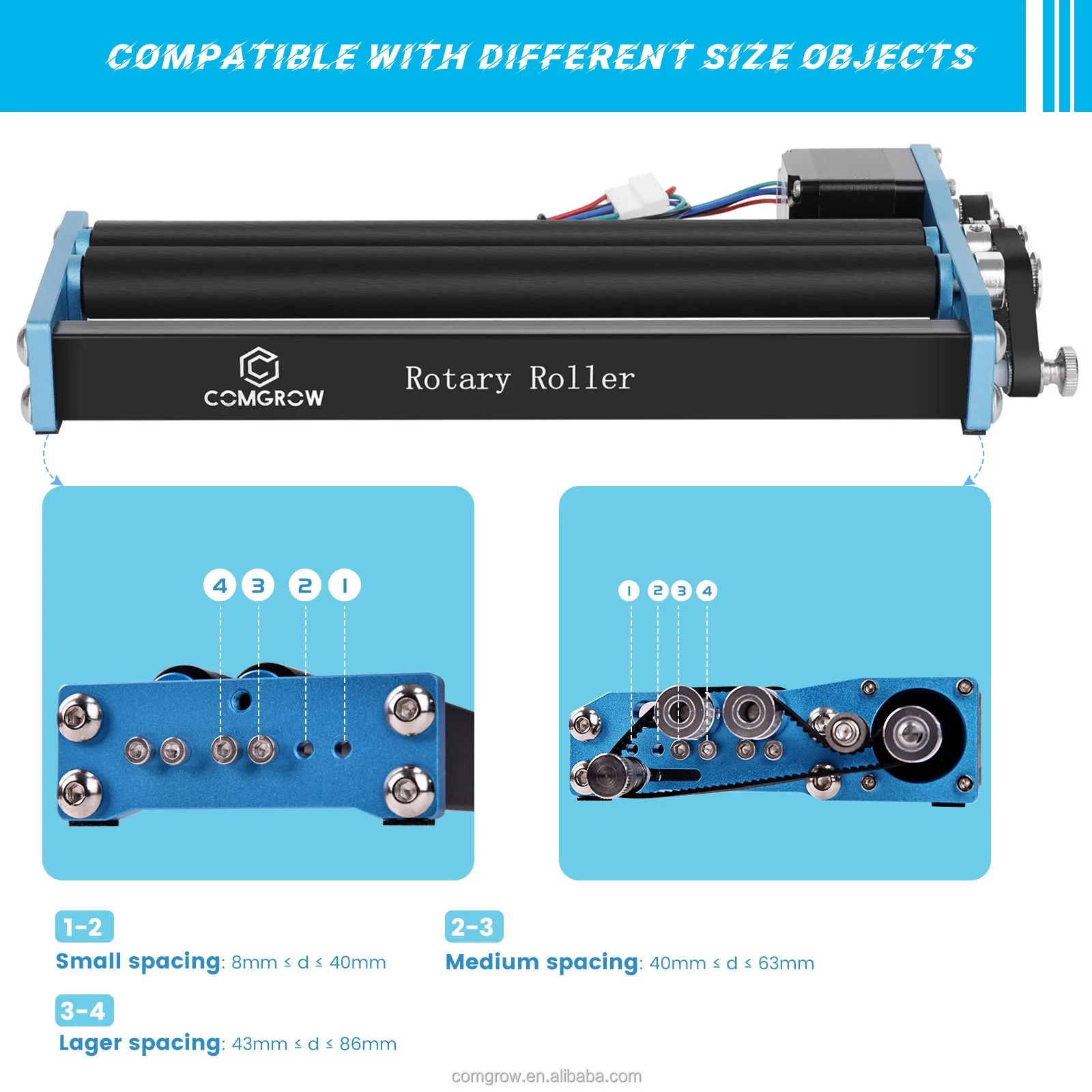 COMGROW Rotary Roller Kit for 10W Laser Engraving Machines