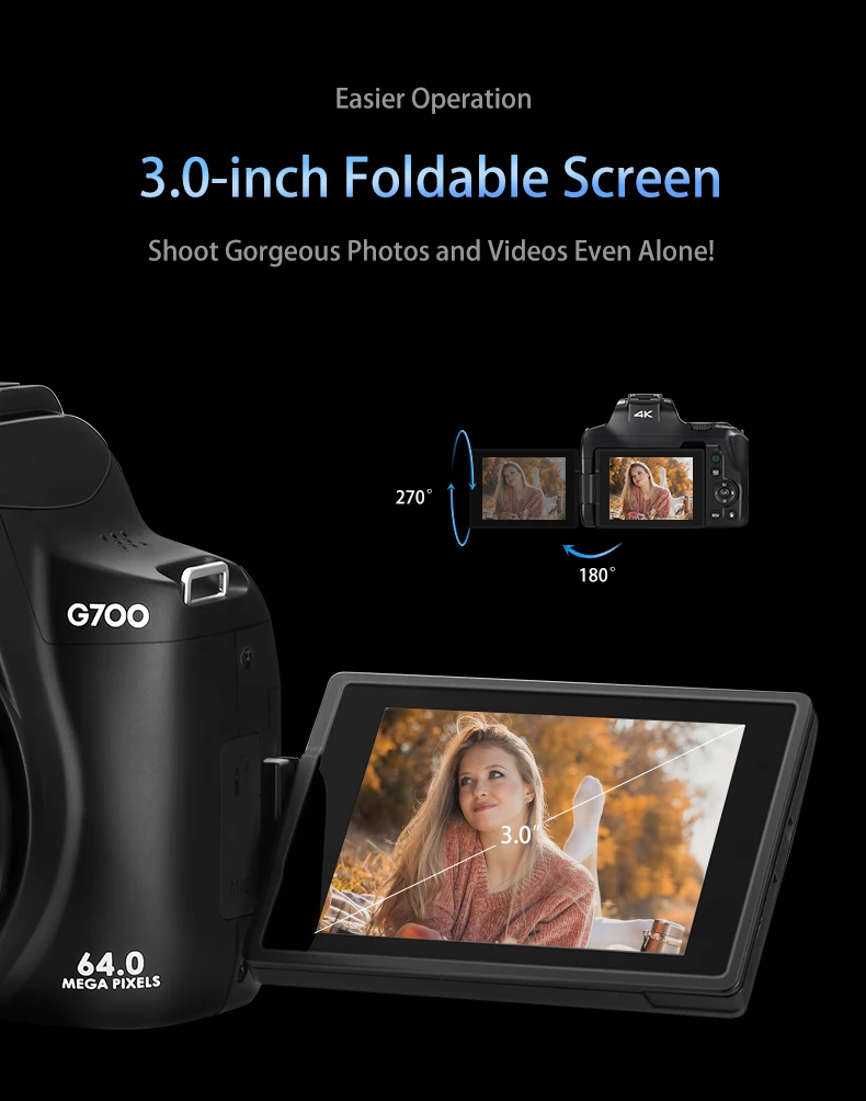 4K Digital Camera UHD 64M High Quality Professional Flip Screen Video ...