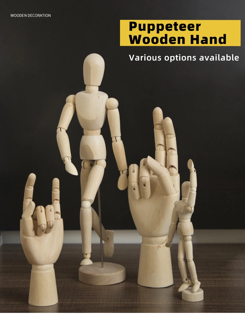 12-Inch Wooden Joint Man Hand Puppet Decorative Sketch Art Model ...