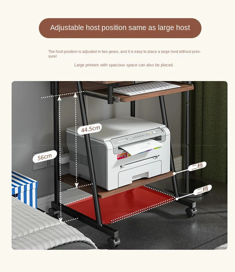 Computer Laptop Table Office Movable Metal Frame Double Layer Desk Rack ...