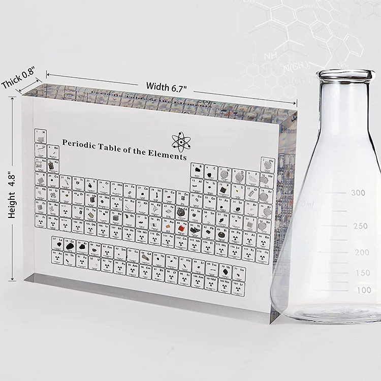 Clear Acrylic Periodic Table With Real Elements Display Chemistry ...