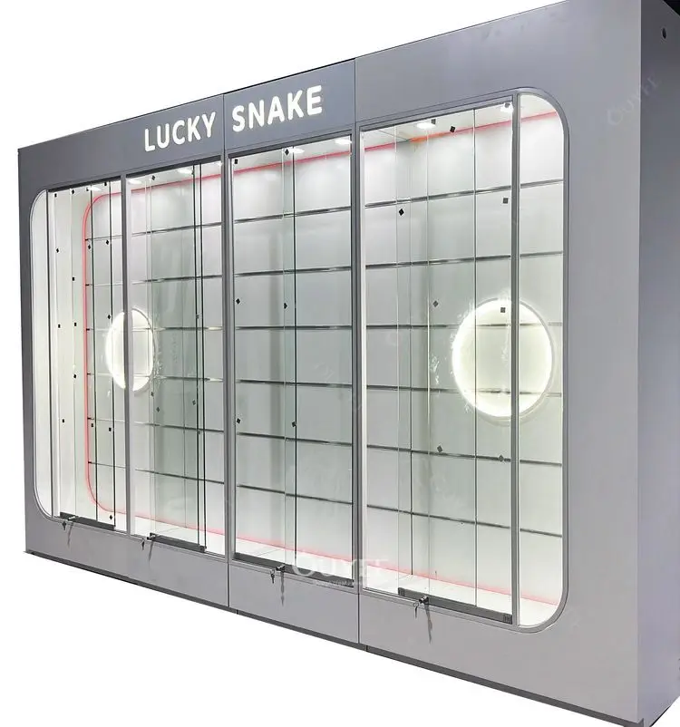 Custom Tobacco Store Cigar Showcase Double Glass Display Cabinet Tall ...