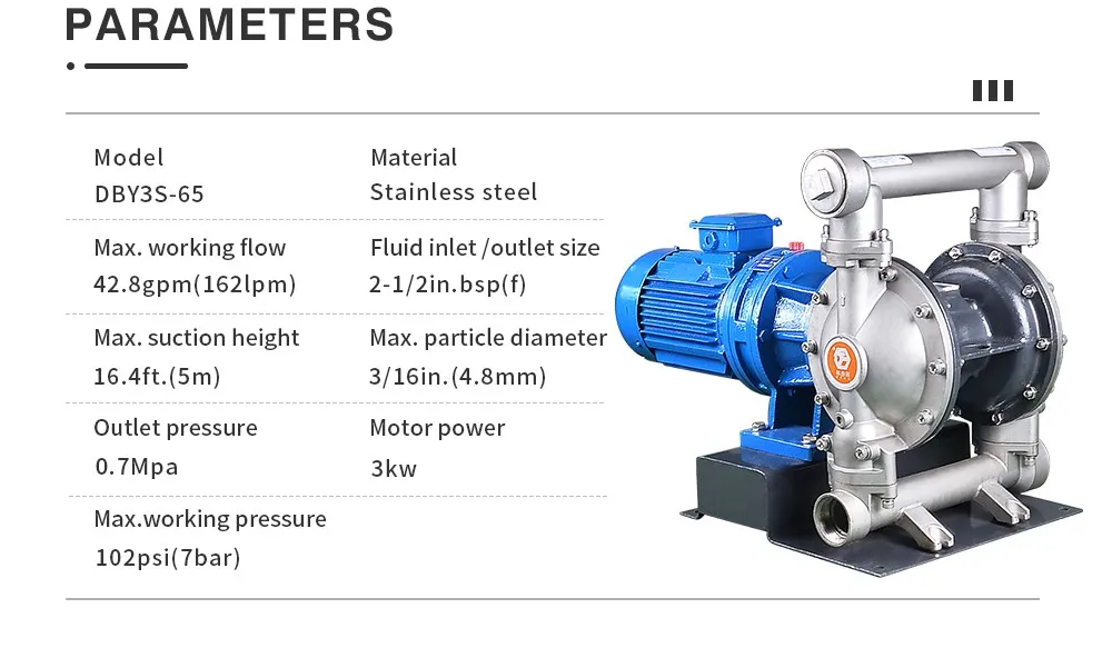 Godo Dby3s-65p Stainless Steel Pump Electric Operated Diaphragm Pumps Chemical Transport Pumps ...