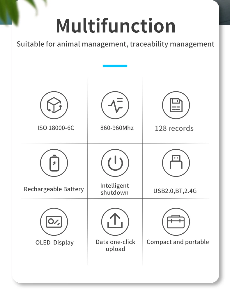 860-960Mhz ISO18000-6C UHF RFID Handheld Reader 128 Records Memory USB ...