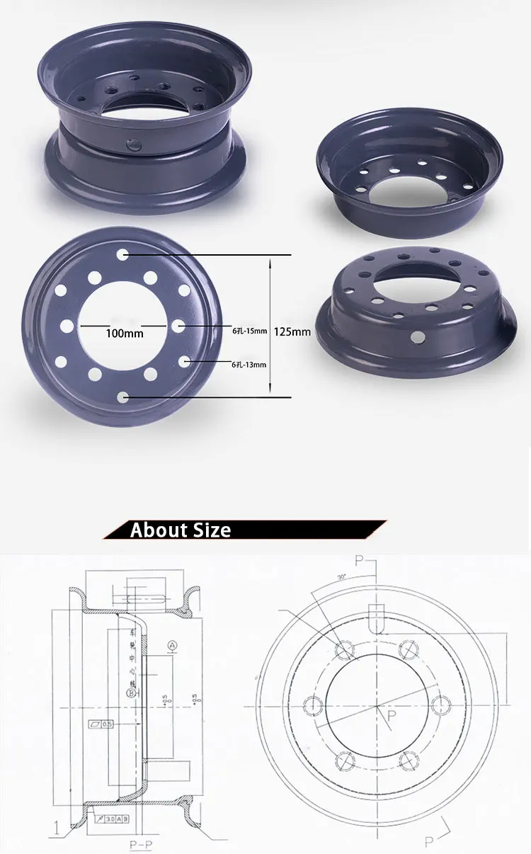 Size 5.00-8 Rims Tires Split Rear Wheel Forklift Spare Parts Wheel Hub ...