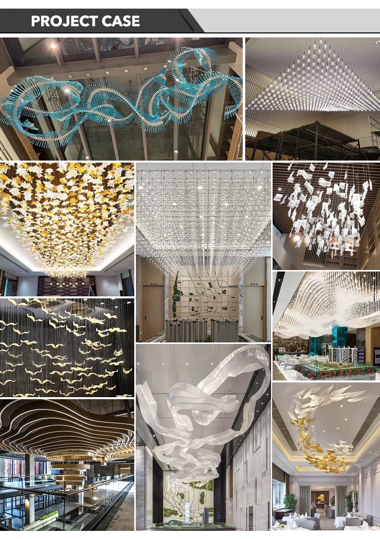 Custom Modern Design Ceiling Hanging Chandelier Lamp Hotel Lobby Villa ...