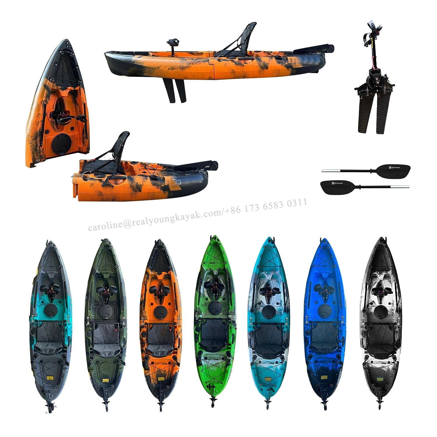 Modular Fishing Kayak - Two Section Pedal Drive, Lightweight & Eco ...