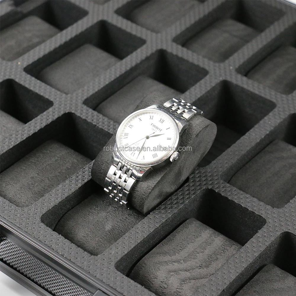 21 Slots Custom Aluminum Hard Carrying Watch Case with Foam Pillows for ...