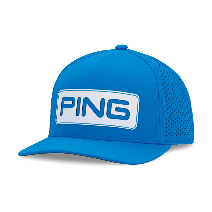 Custom Logo Laser Cut Perforated Golf Hat Structured Snapback Ping Cap Rubber Patch Baseball Cap ...