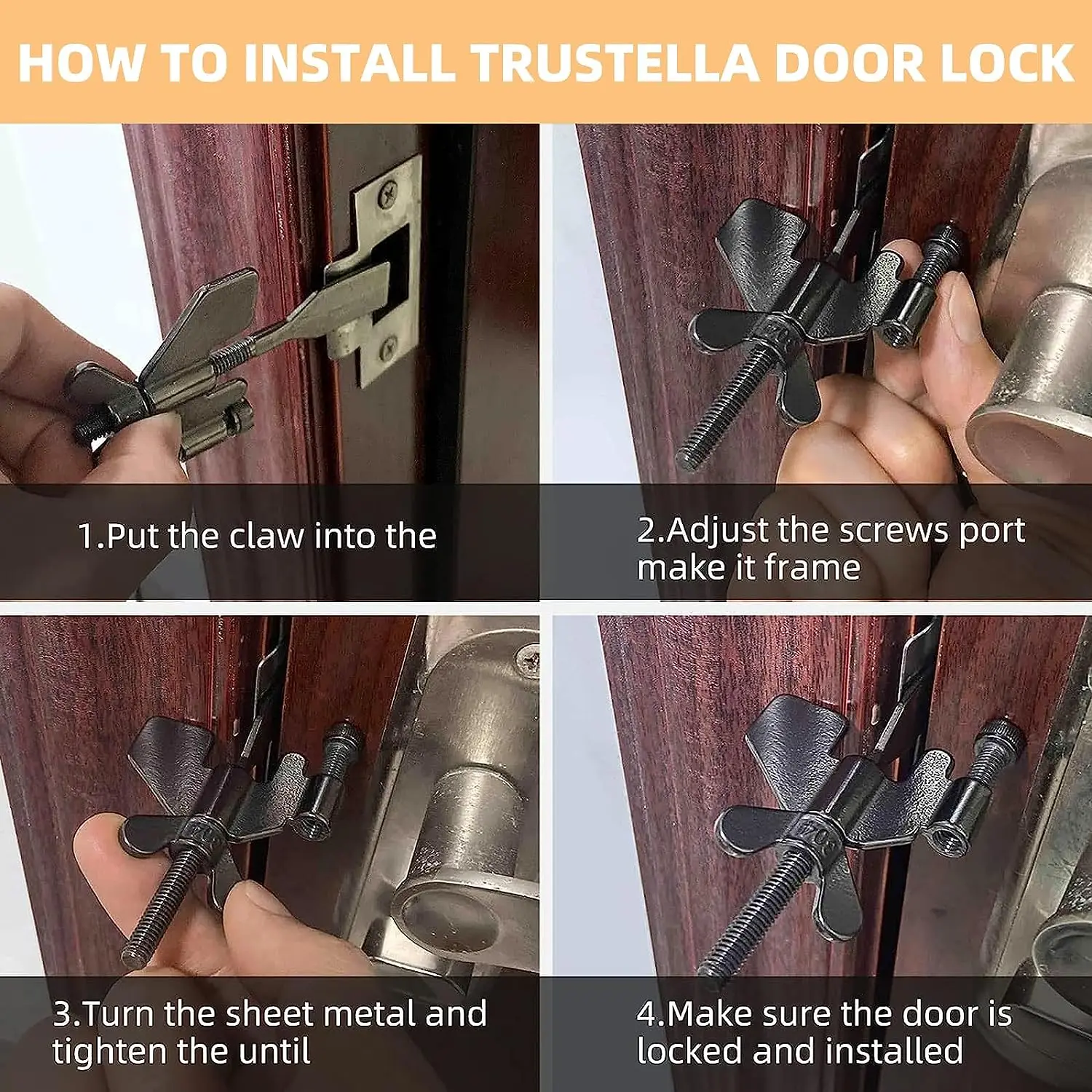 Heavy Duty Adjustable Portable Door Lock For Travel Portable Security ...