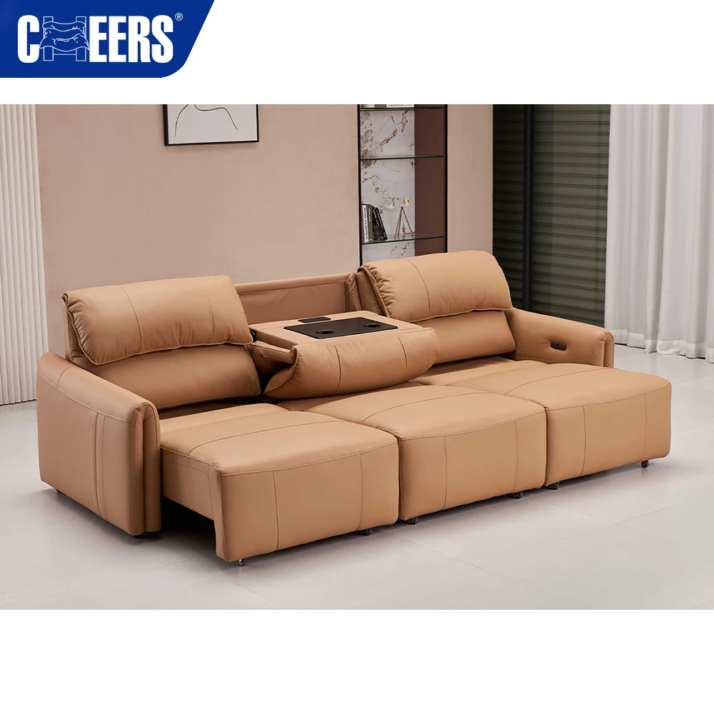 MANWAH CHEERS Multifunction Sectional Recliner Leather Sofa Set Living ...