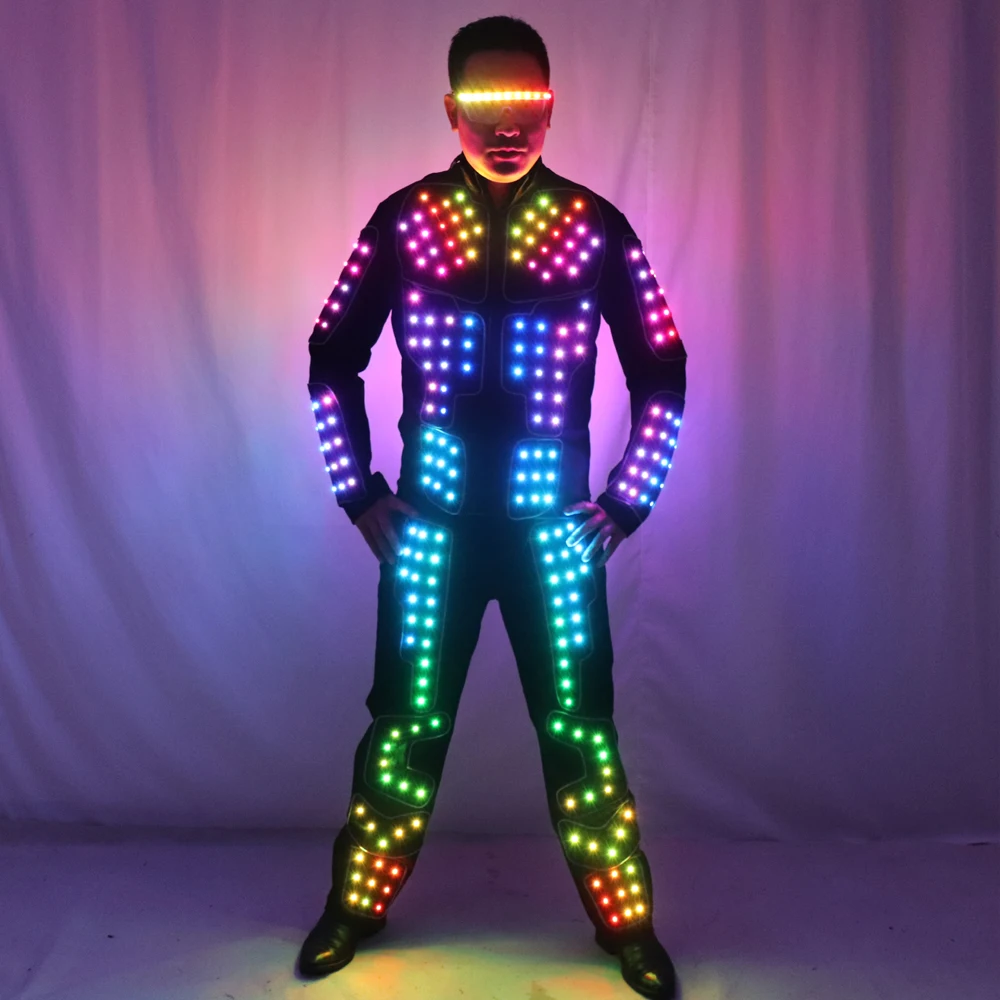 Full Color Rgb Led Robot Suit Luminous Stage Dance Costume Coat For ...
