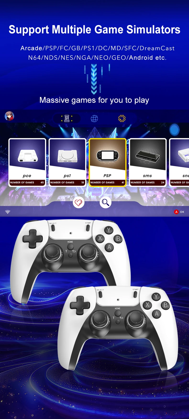 HY01 Retro Gameconsole - 4K Game Stick with Dual Controls