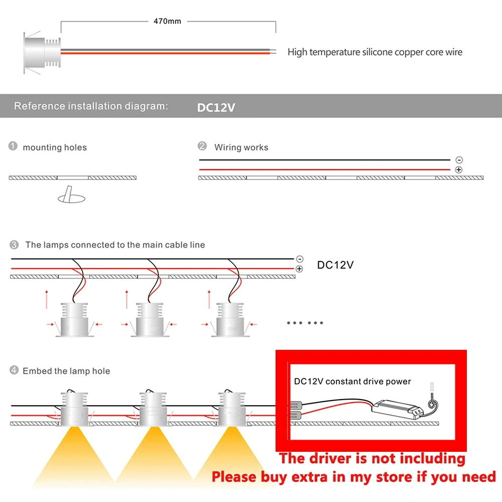 Mini Led Spot Light 1W Ceiling Spotlight Acrylic 12V Spots for Home ...