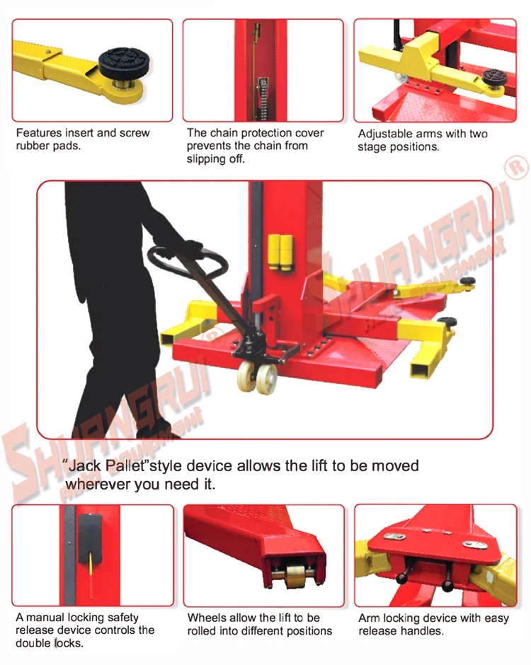 Movable Single Post Lift Hydraulic Lift Car Hoist Auto Elevator Vehicle ...