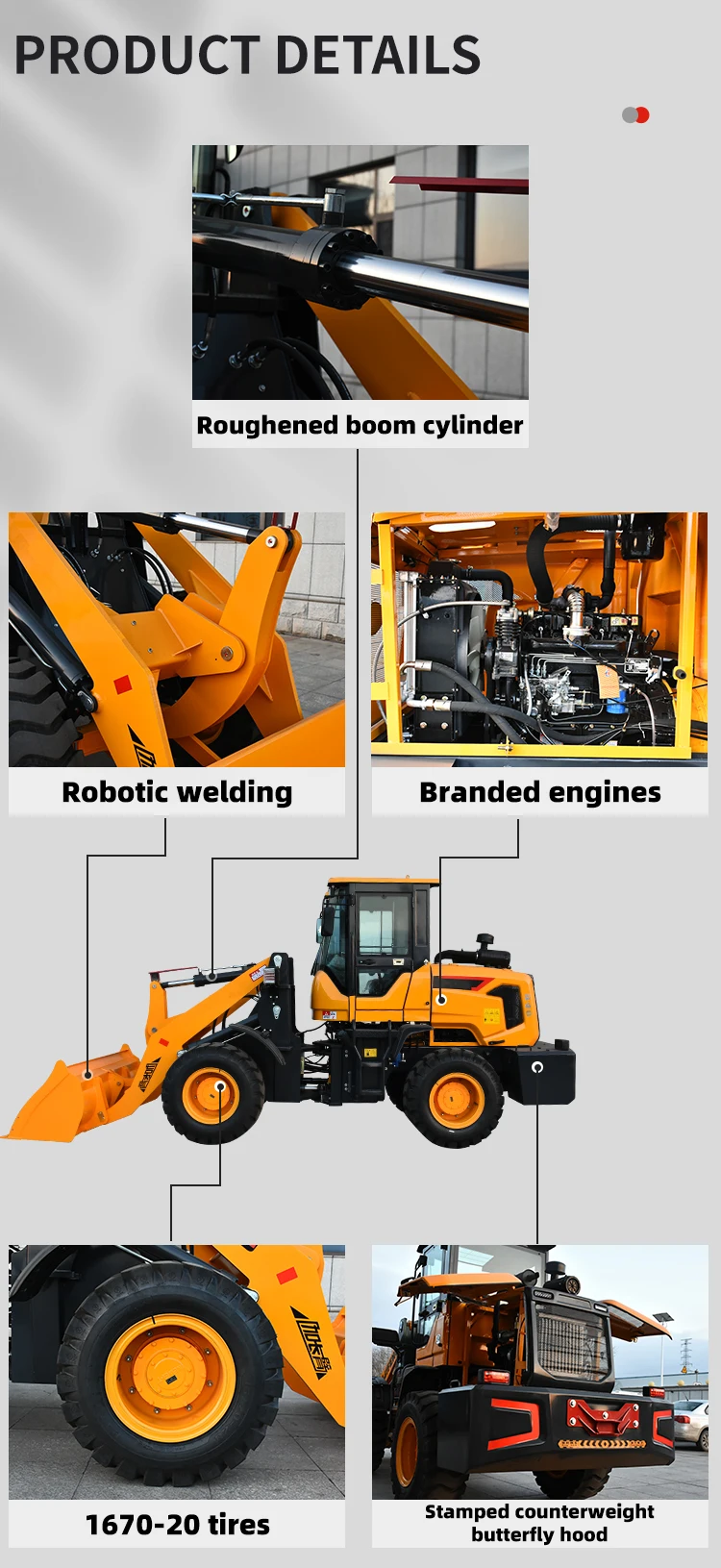 940 Mini Compact Wheel Loader Tractor with Road Sweeper