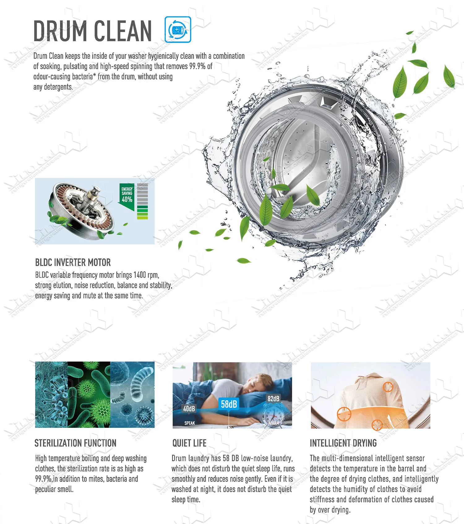 Drum Washing Machine 10kg Automatic Front Loading Washing Machine Smart ...