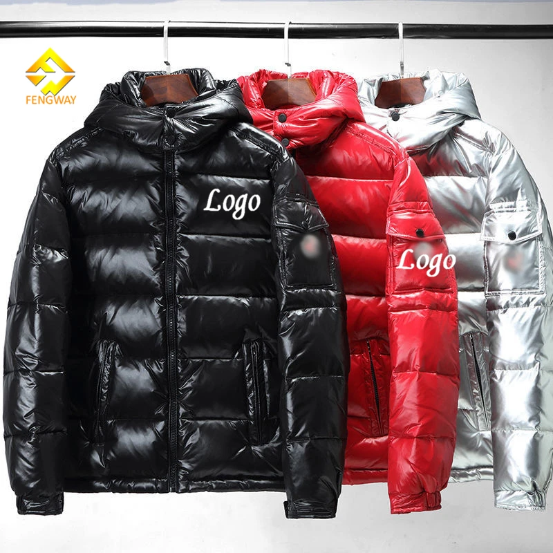 custom logo winter trench coats with hoodie padded Pu leather woman men ...