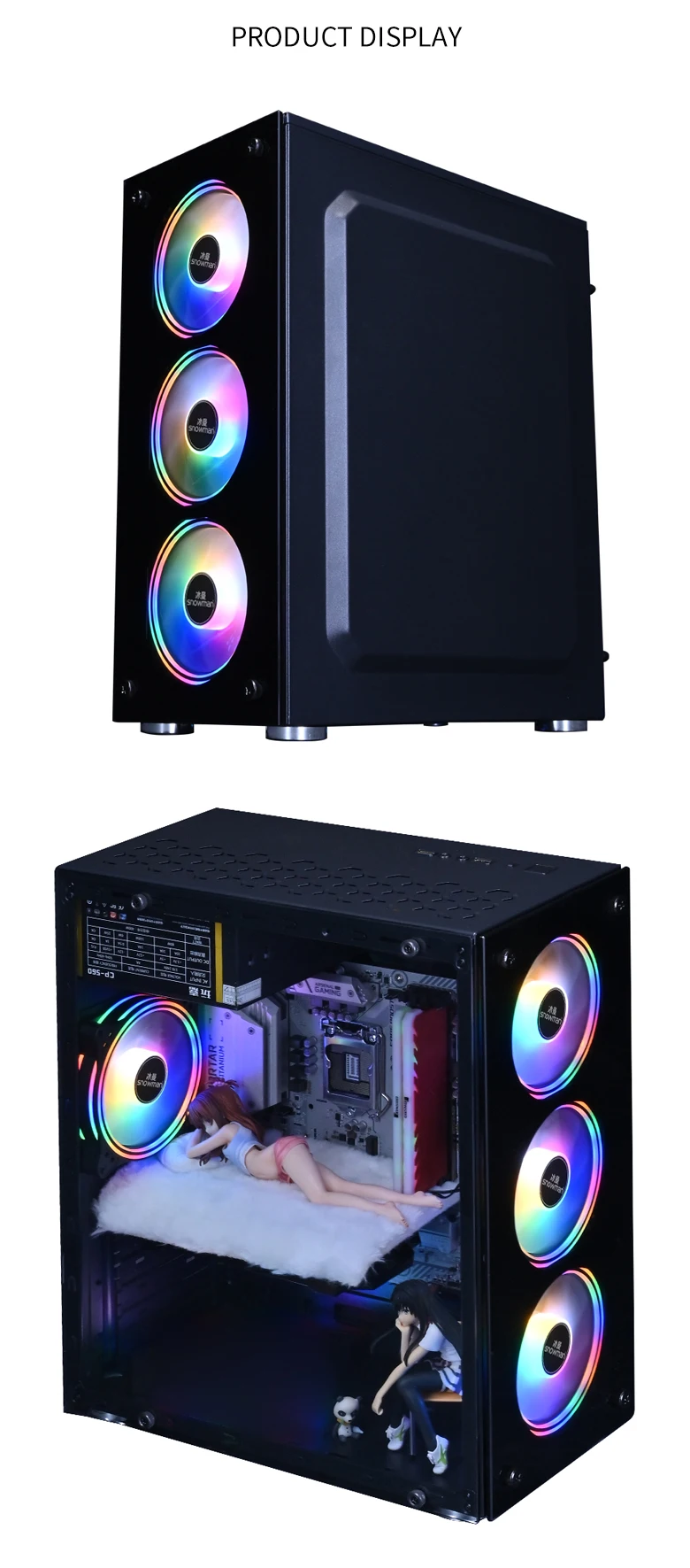 SNOWMAN PC Cabinet - Gaming ATX Mid Tower with RGB Fans