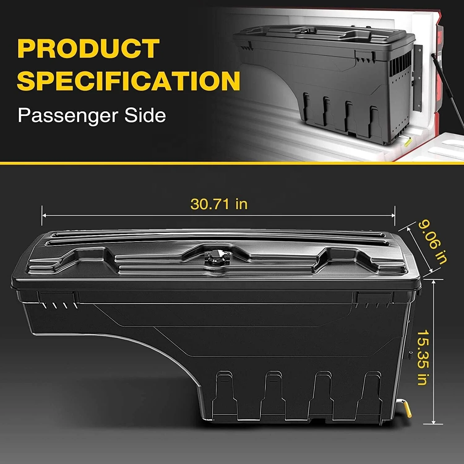 Hot Sale Universal Storage Box Black Plastic Tool Box For Pickup Truck ...
