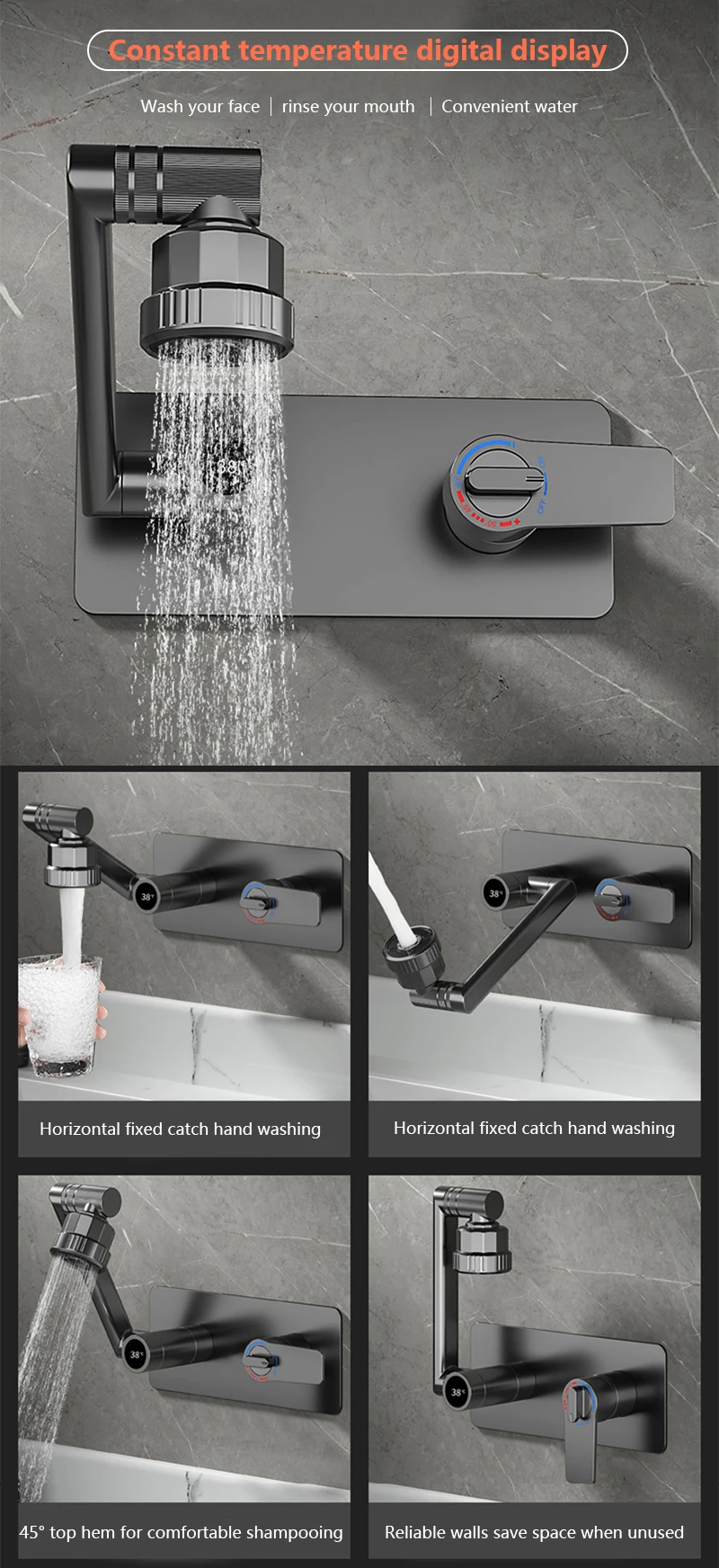 Wall Mounted 360 Rotation Intelligent Temperature Digital Display ...