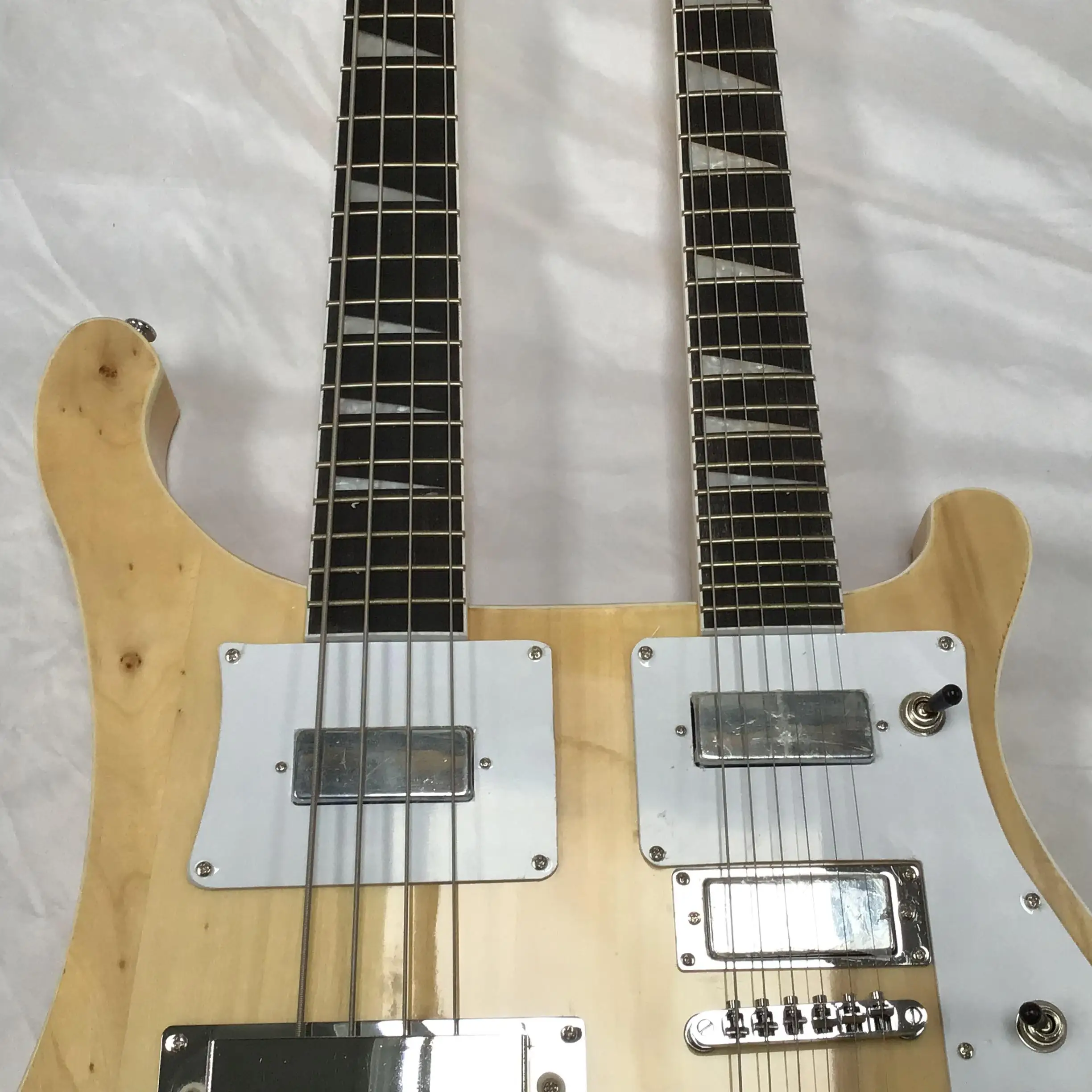 R-Brand Double Neck Electric Guitar 12+4 Strings, Wood Color, Chrome ...