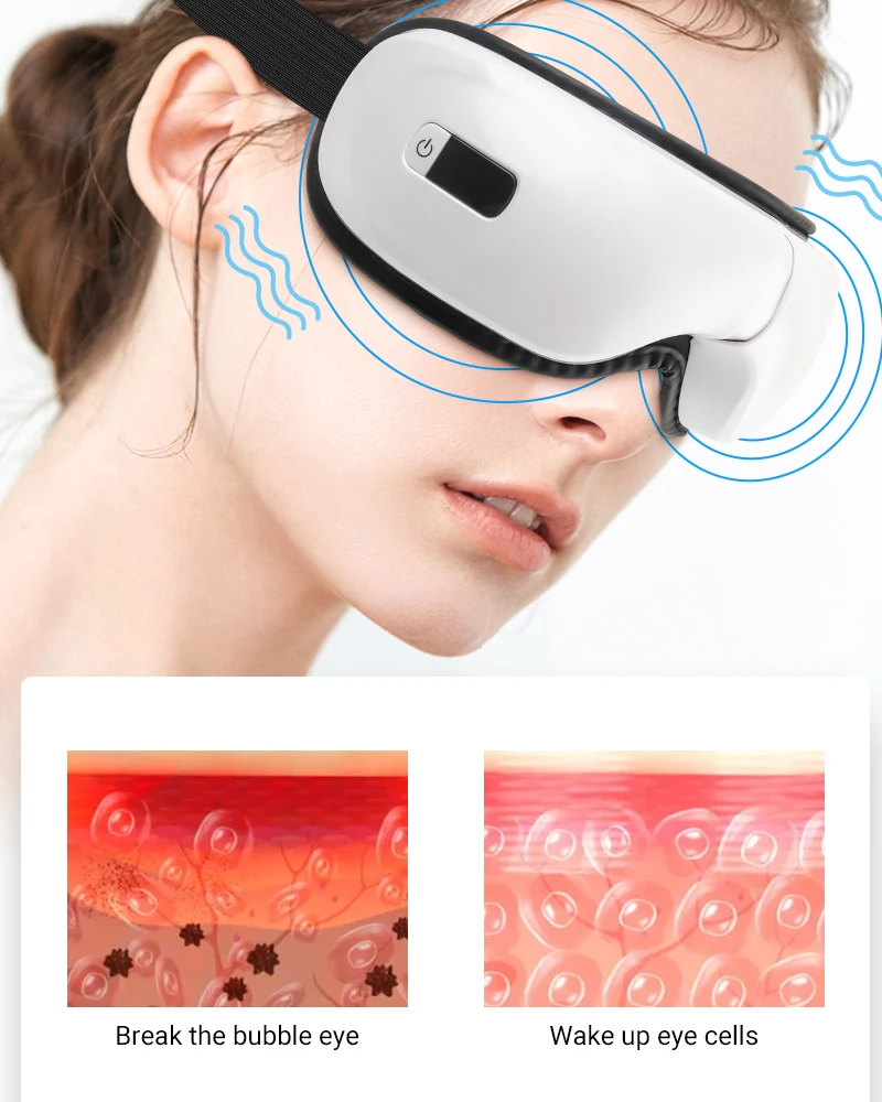 Vibrating Warm Heated Air Pressure Eye Massager with Music