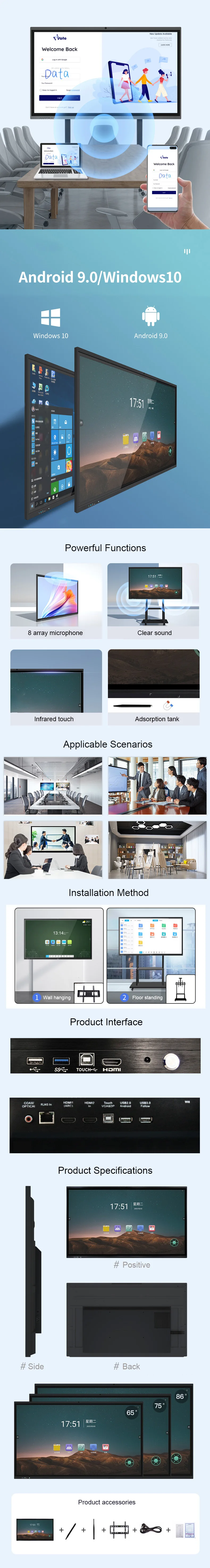 75 Inch 4k School Classroom Smart Board Interact Lcd Display Digital ...