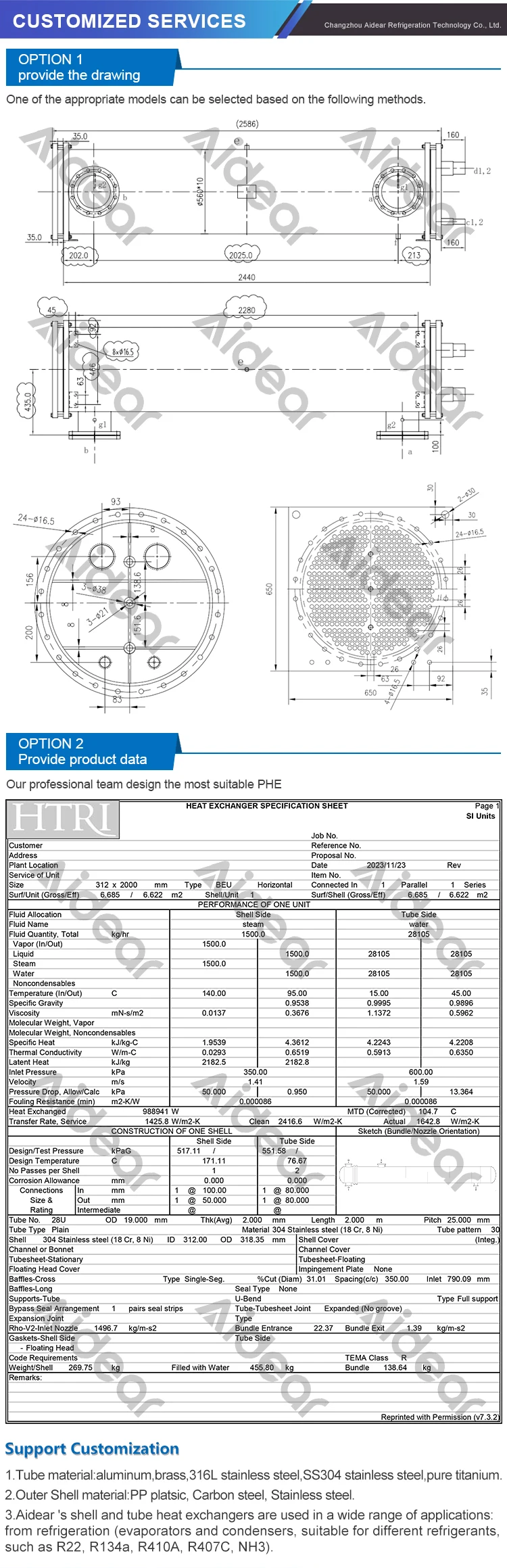 Aidear 2024 Shell-and-tube Evaporator Tube And Shell Heat Exchanger For ...