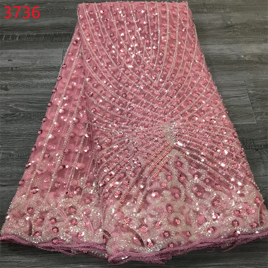 3736 Luxury Shining Bridal Beaded Lace Fabric French Mesh Tulle Laces ...