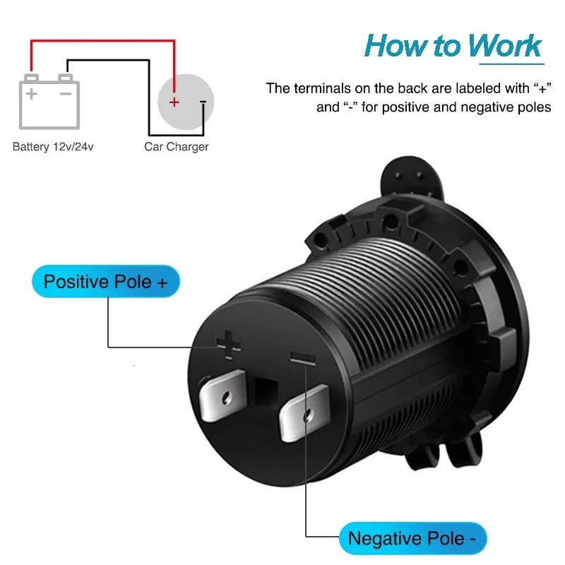 DC 12V Power Socket Adapter for Car, Motorcycle, Boat
